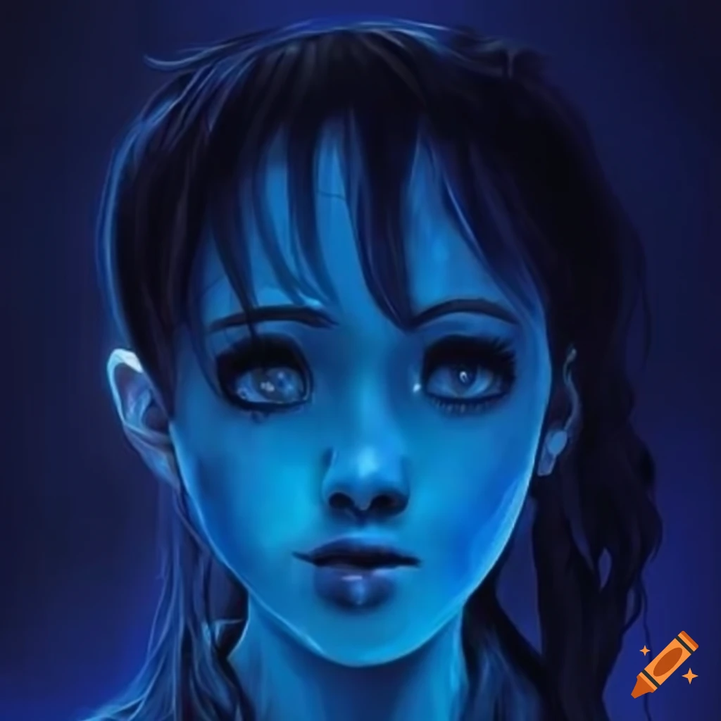 Blue ghost girl artwork on Craiyon