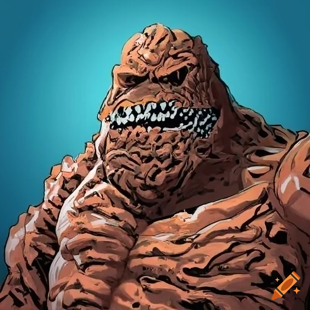 Digital art of Clayface, a giant villain made of clay on Craiyon