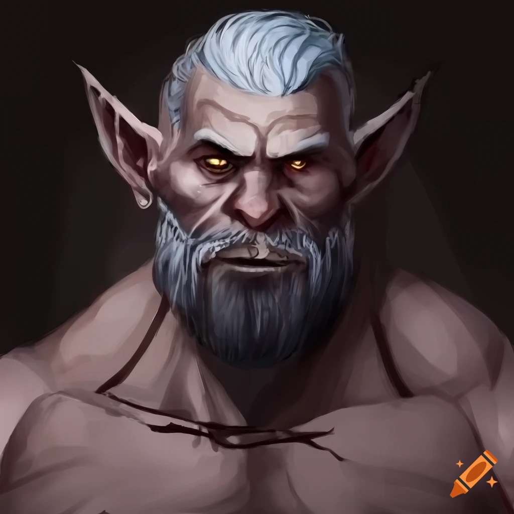 Goliath blacksmith character in dungeons and dragons with gray skin on ...