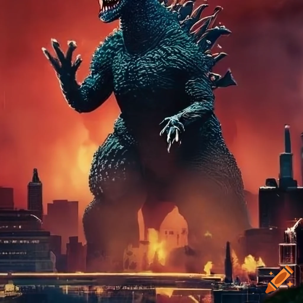 Movie poster for godzilla, devil of the 24th century on Craiyon