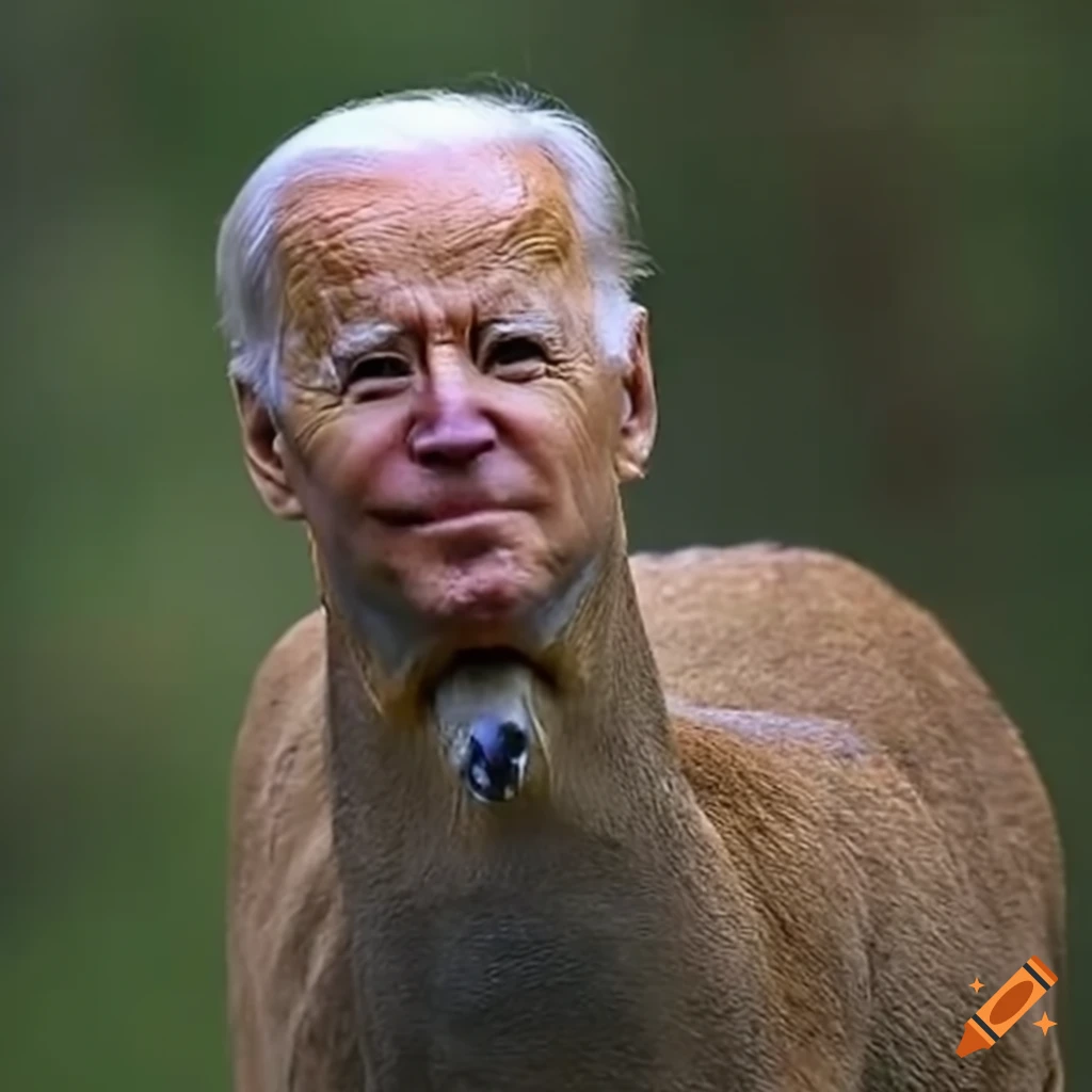 Image of joe biden with a turtle and a deer on Craiyon