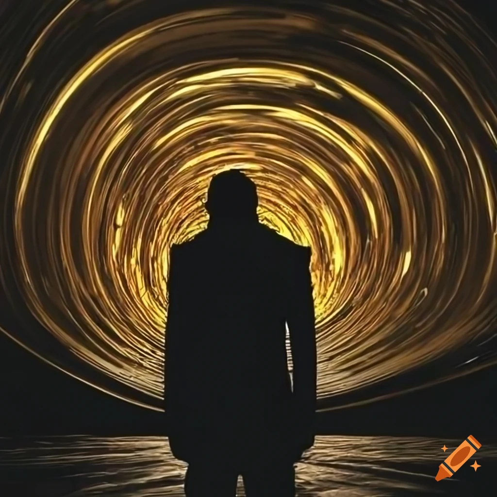 Man in a gold tunnel