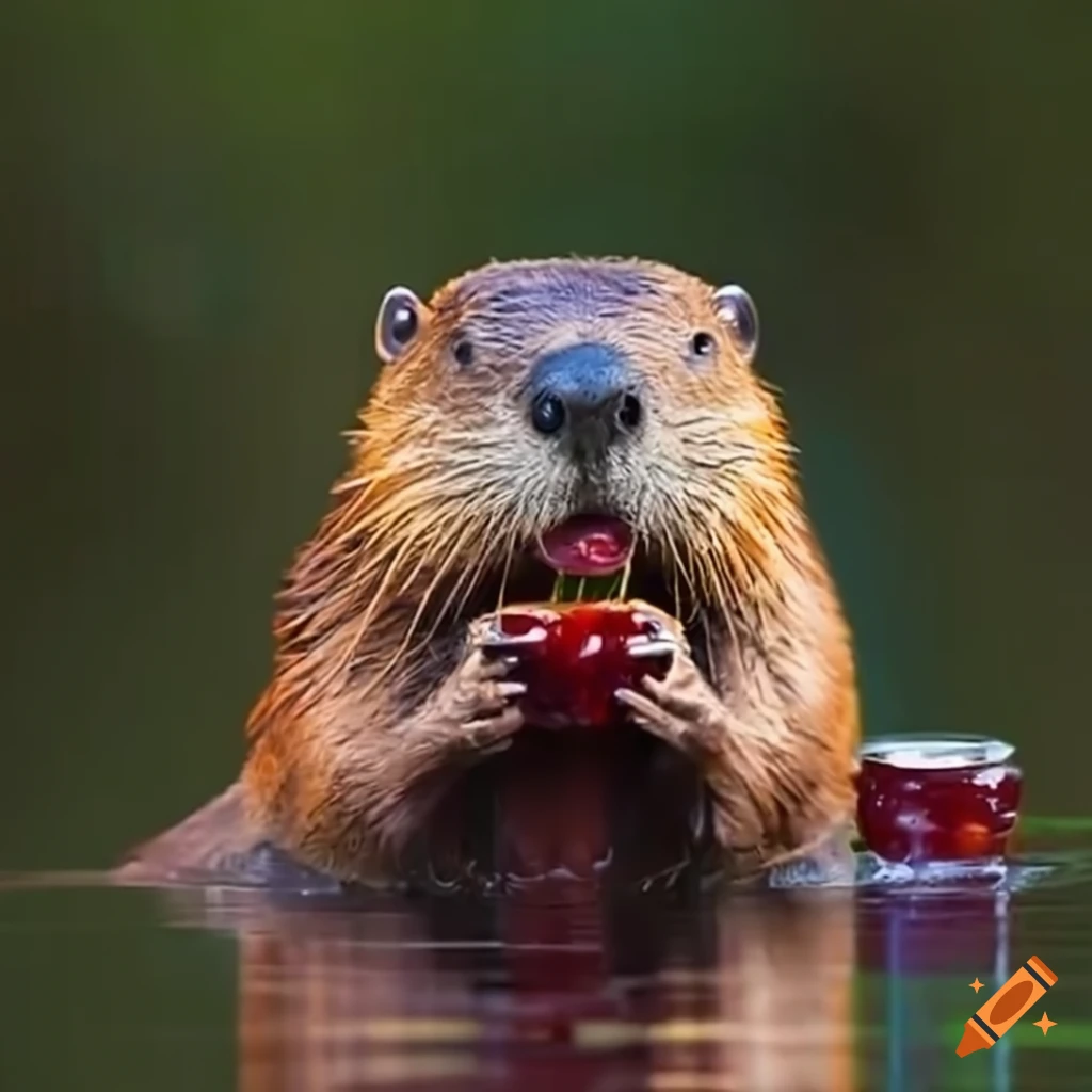 Humorous image of a beaver eating a sandwich