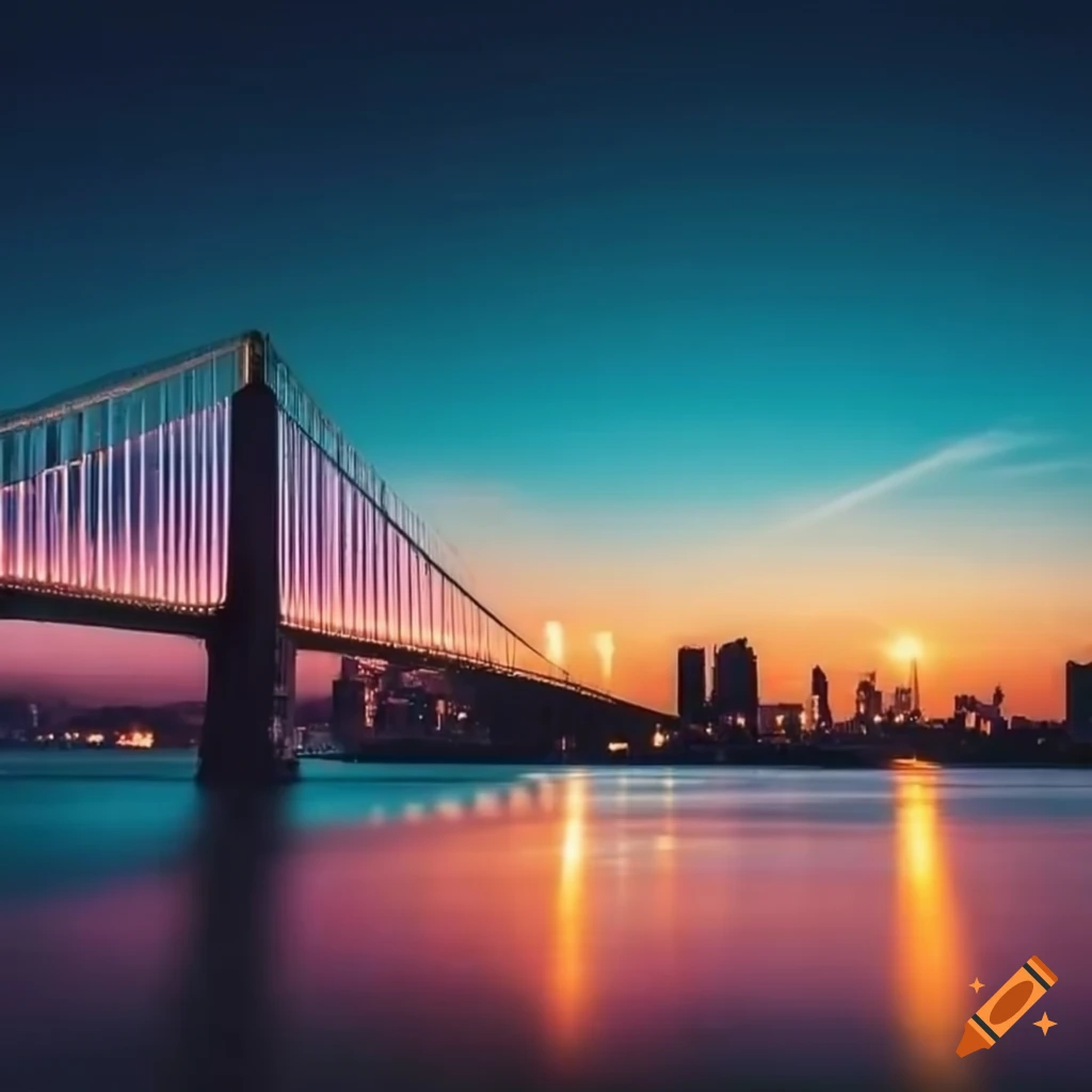 Stunning view of a bridge between beach and city