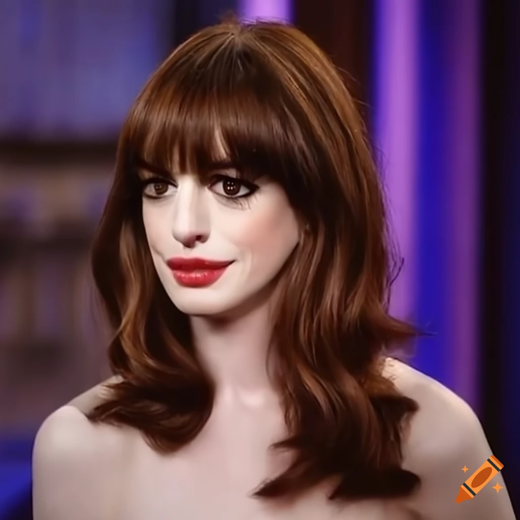 Anne hathaway getting bangs trimmed on a talk show