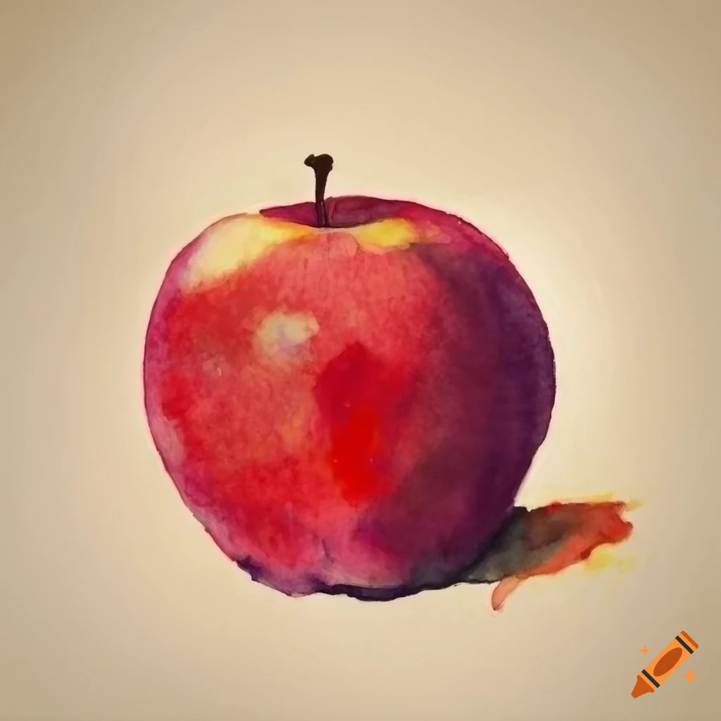 Watercolor of a red apple on Craiyon