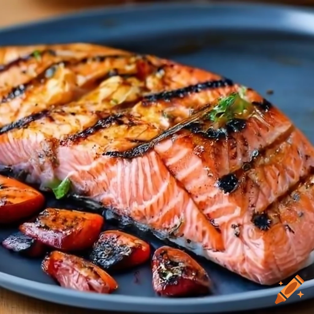 Grilled salmon dish