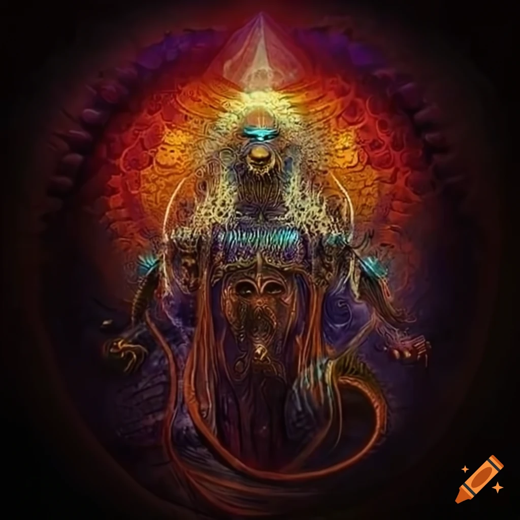 Illustration of the abrahamic god using advanced technology on Craiyon