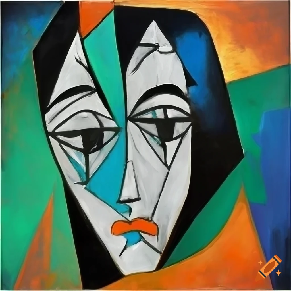 Black and white expressionist picasso painting on Craiyon
