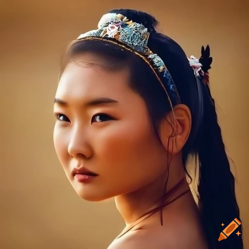 Portrait of a beautiful mongolian woman on Craiyon