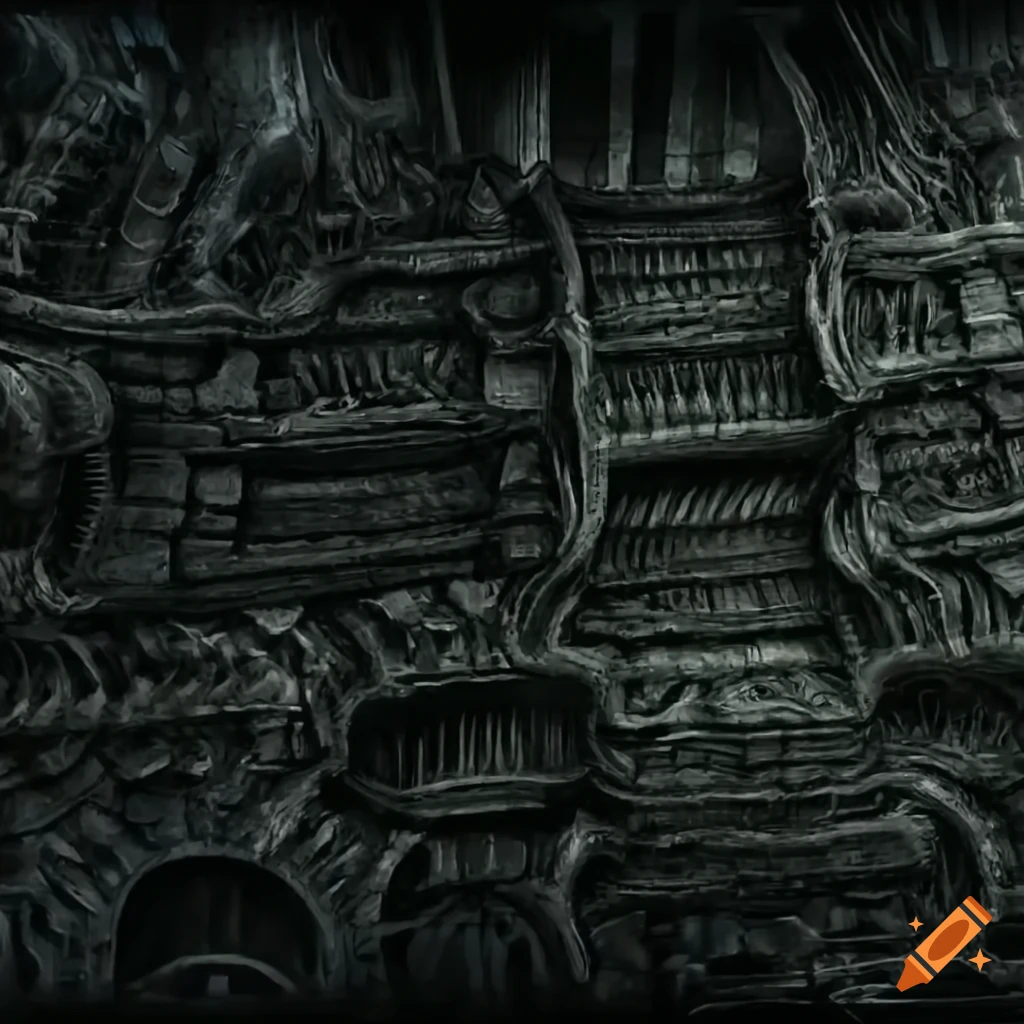 Ruins walls in a 2d metroid game with alien-like design on Craiyon