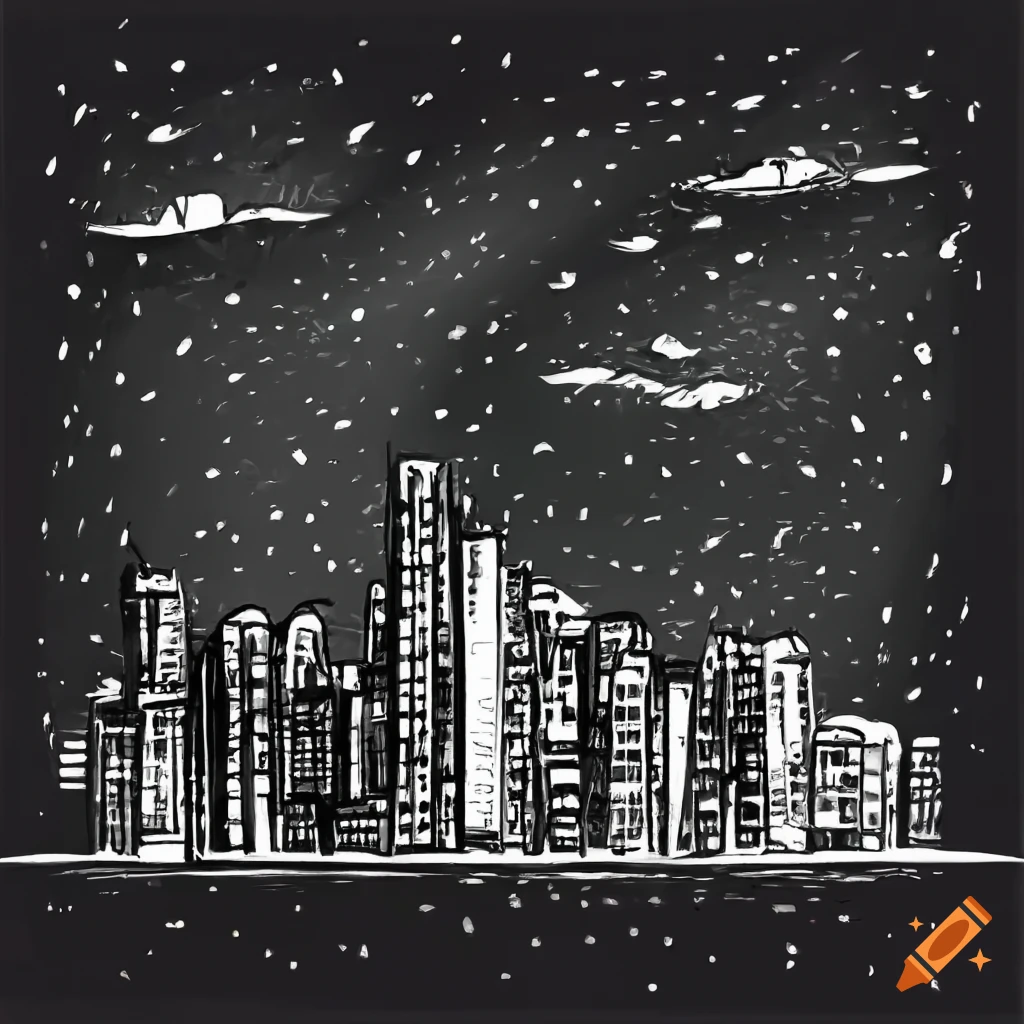 Night view of illuminated city buildings