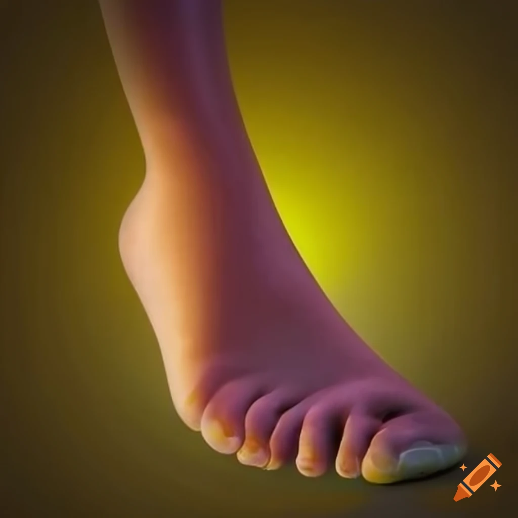 Feminine foot in yellow bubble bath on Craiyon