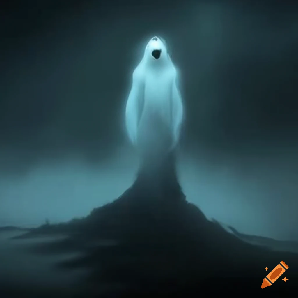 Abstract figure vanishing into smoke in a grey landscape on Craiyon