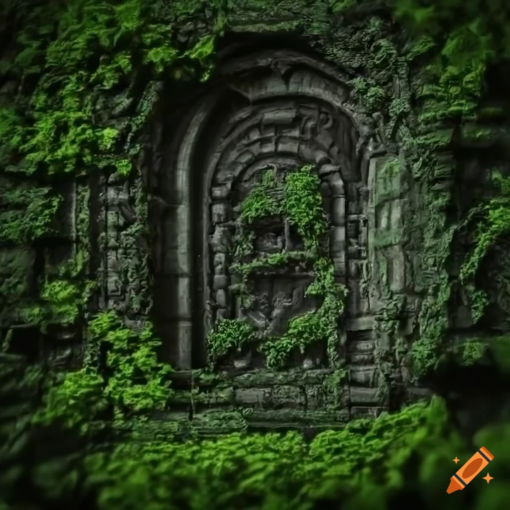 2d game art of an alien in a wet overgrown ruins on Craiyon