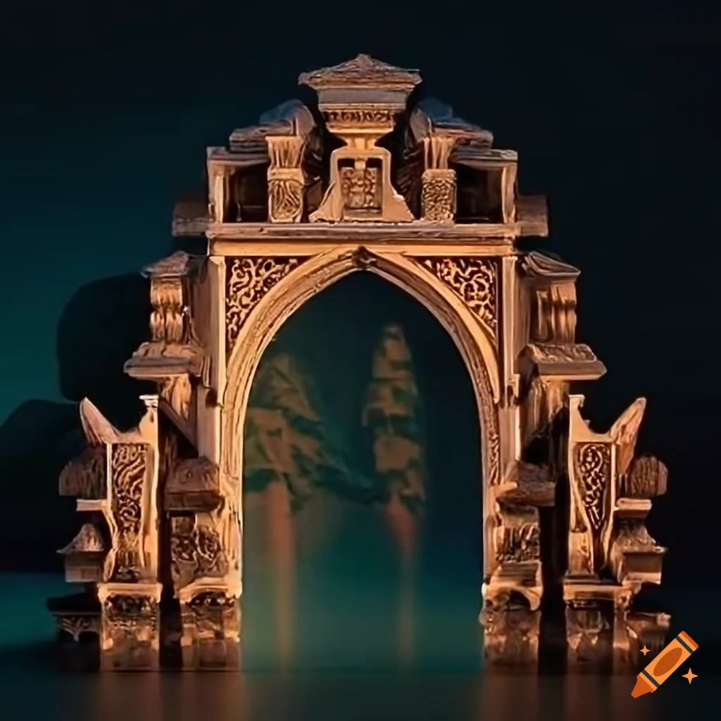 Detailed gerudo sapphire carving in architectural style