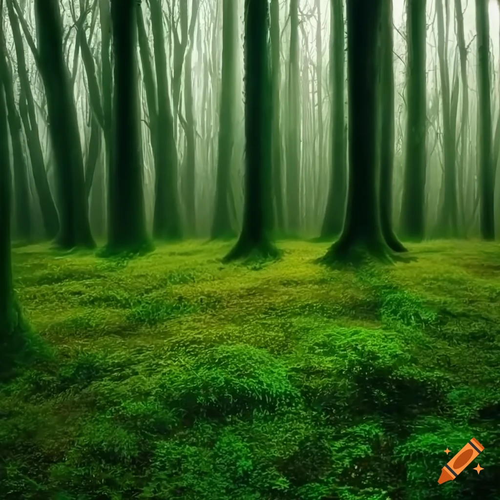 Peaceful forest with blooming flowers on Craiyon