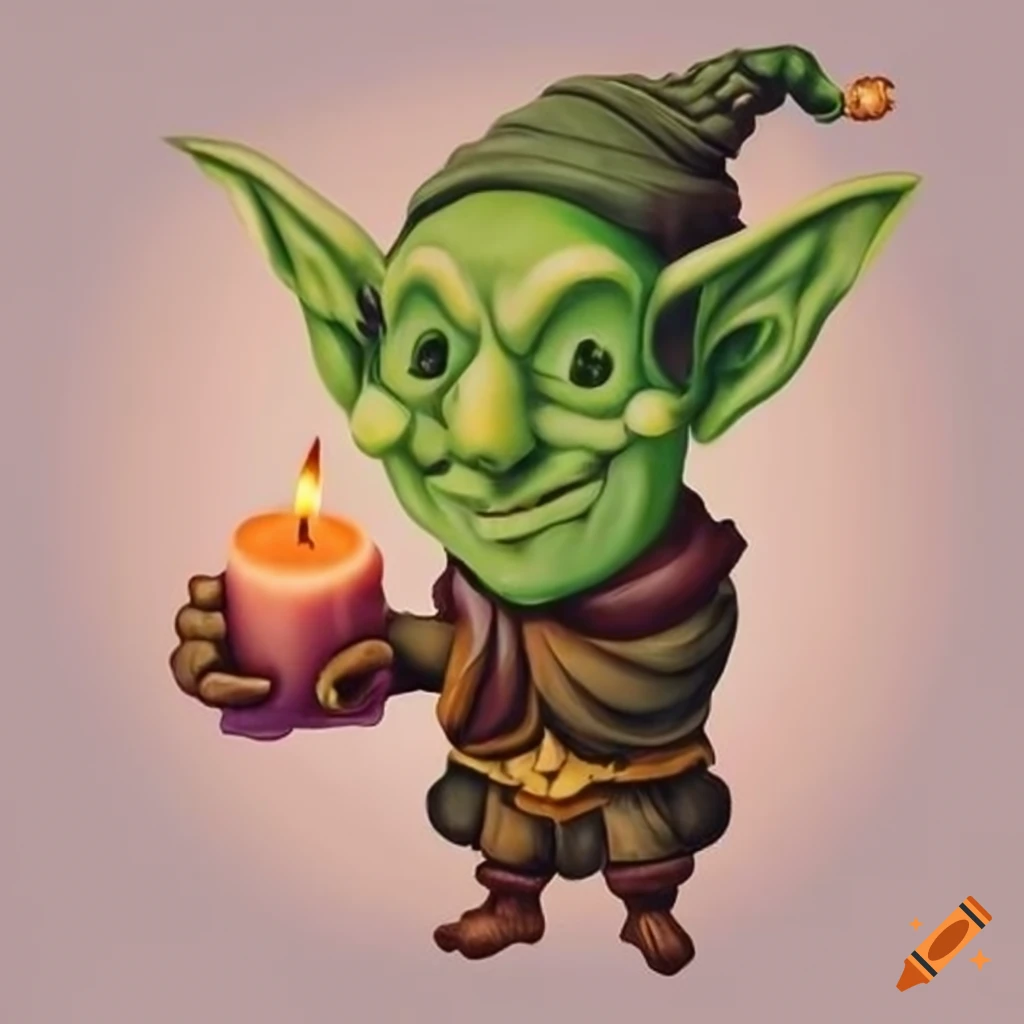 Digital art of a fancy-dressed goblin with a candle on Craiyon