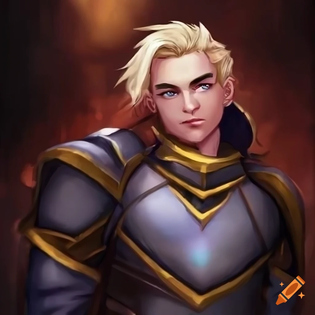 Artwork of a handsome blonde paladin