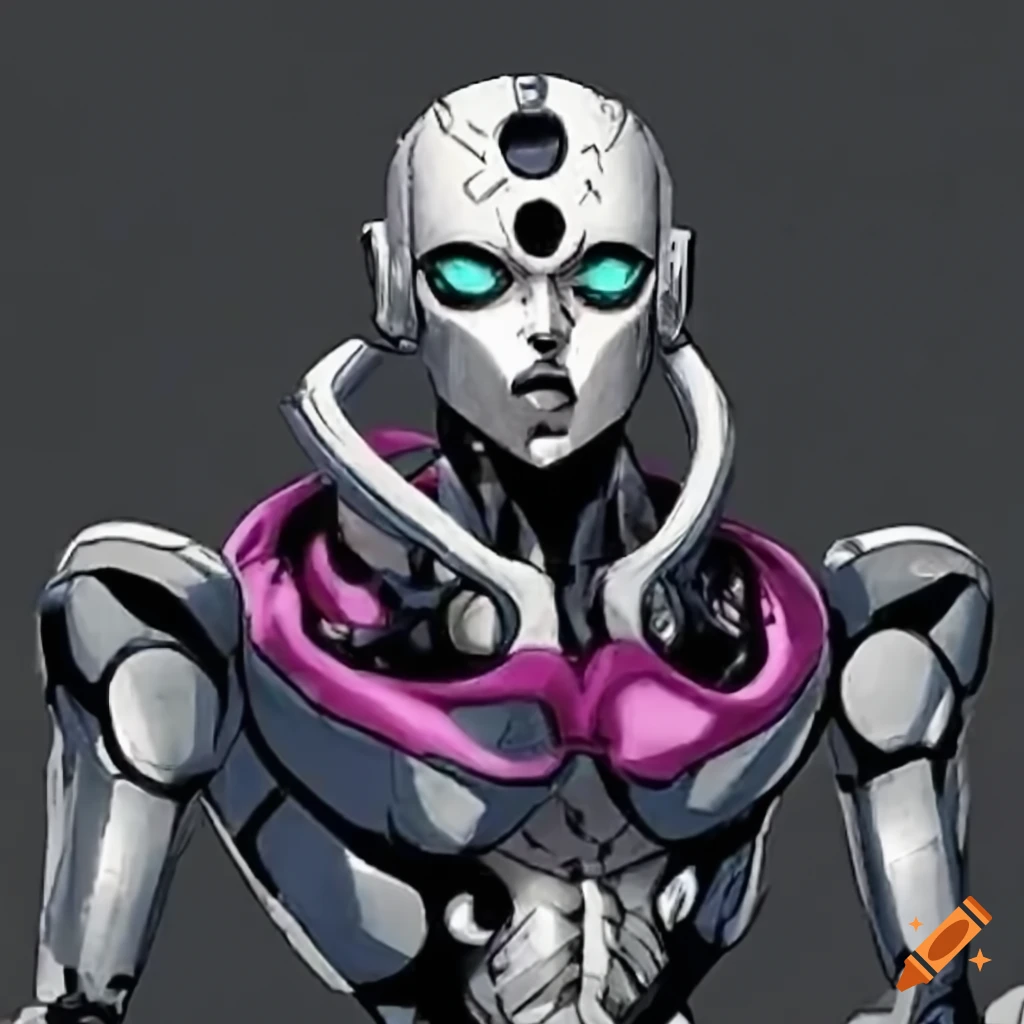 Comic-style drawing of a powerful robotic humanoid on Craiyon