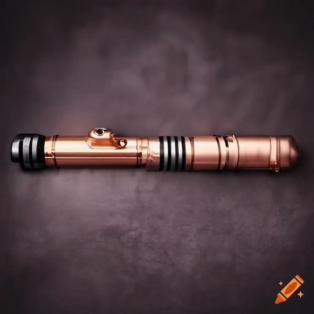Photo of an elegant rose gold lightsaber hilt on Craiyon