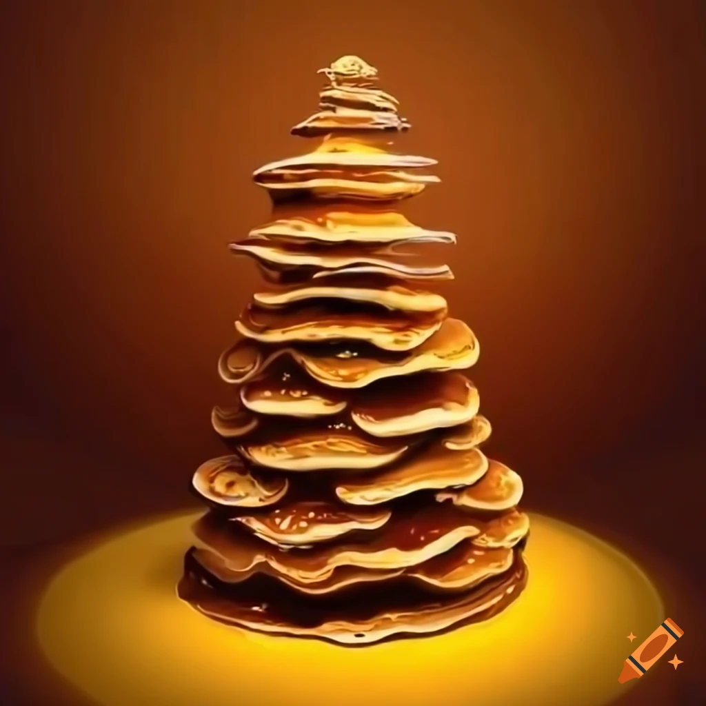 Surreal artwork of pancake trees and flowing maple syrup on Craiyon