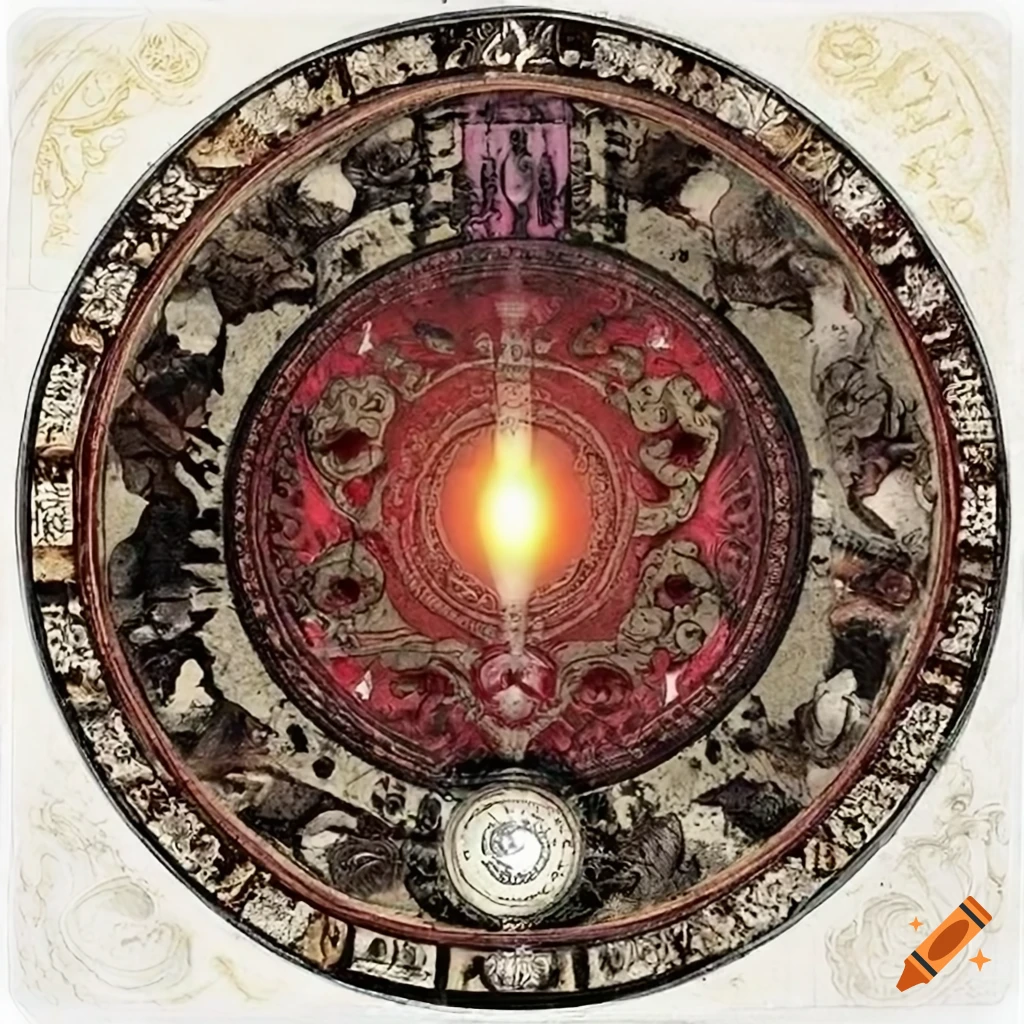 Intricately ornate devil's pendulum board on Craiyon