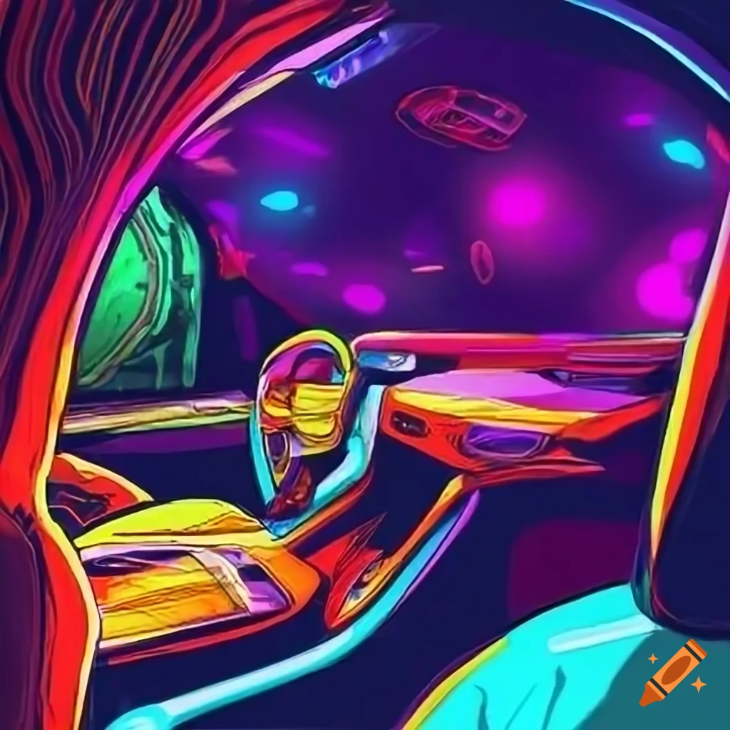 Futuristic car interior with virtual reality on Craiyon