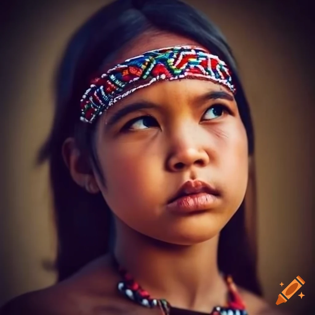 Portrait of a young apache girl in traditional clothing