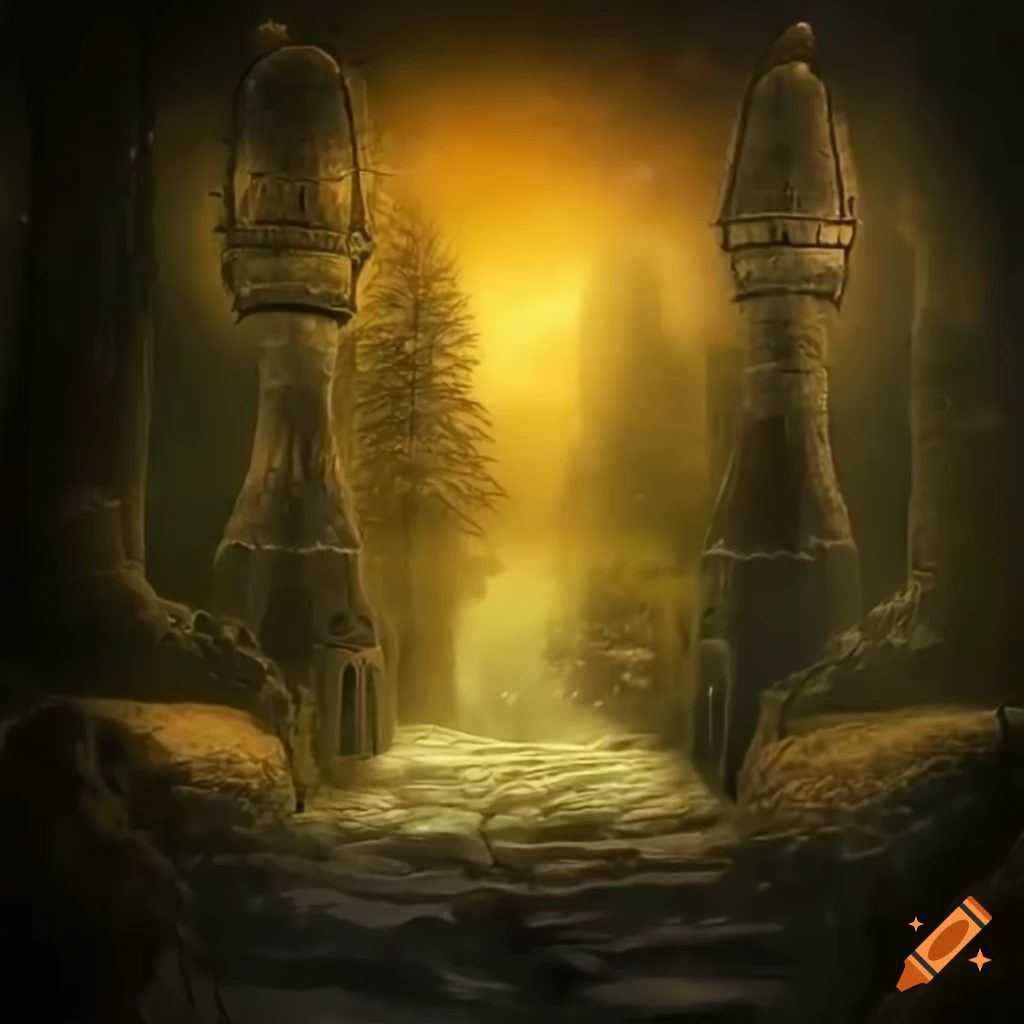 Surreal landscape with strange creatures and fantastical elements on Craiyon