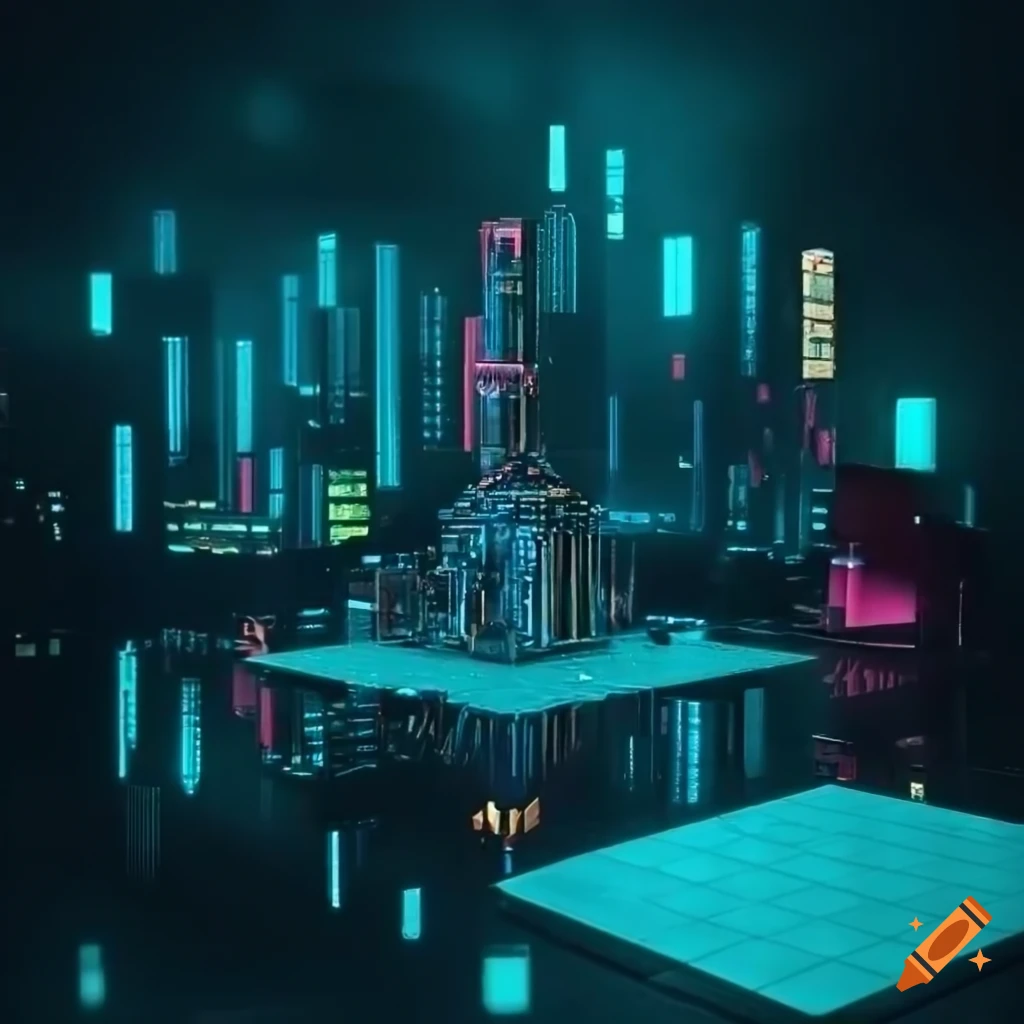 Cyberpunk minecraft build on Craiyon
