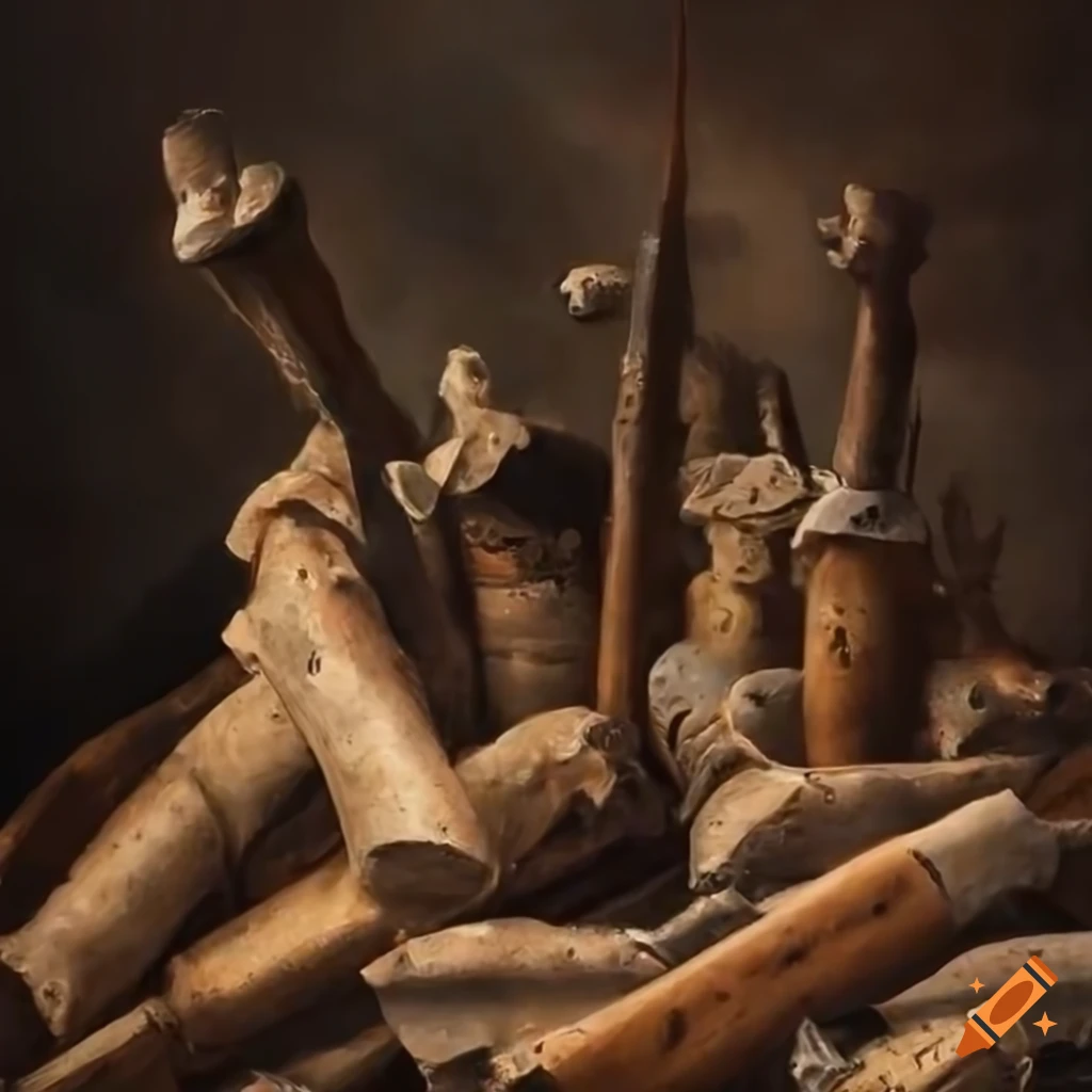 Close-up painting of dirt forming weapons on Craiyon