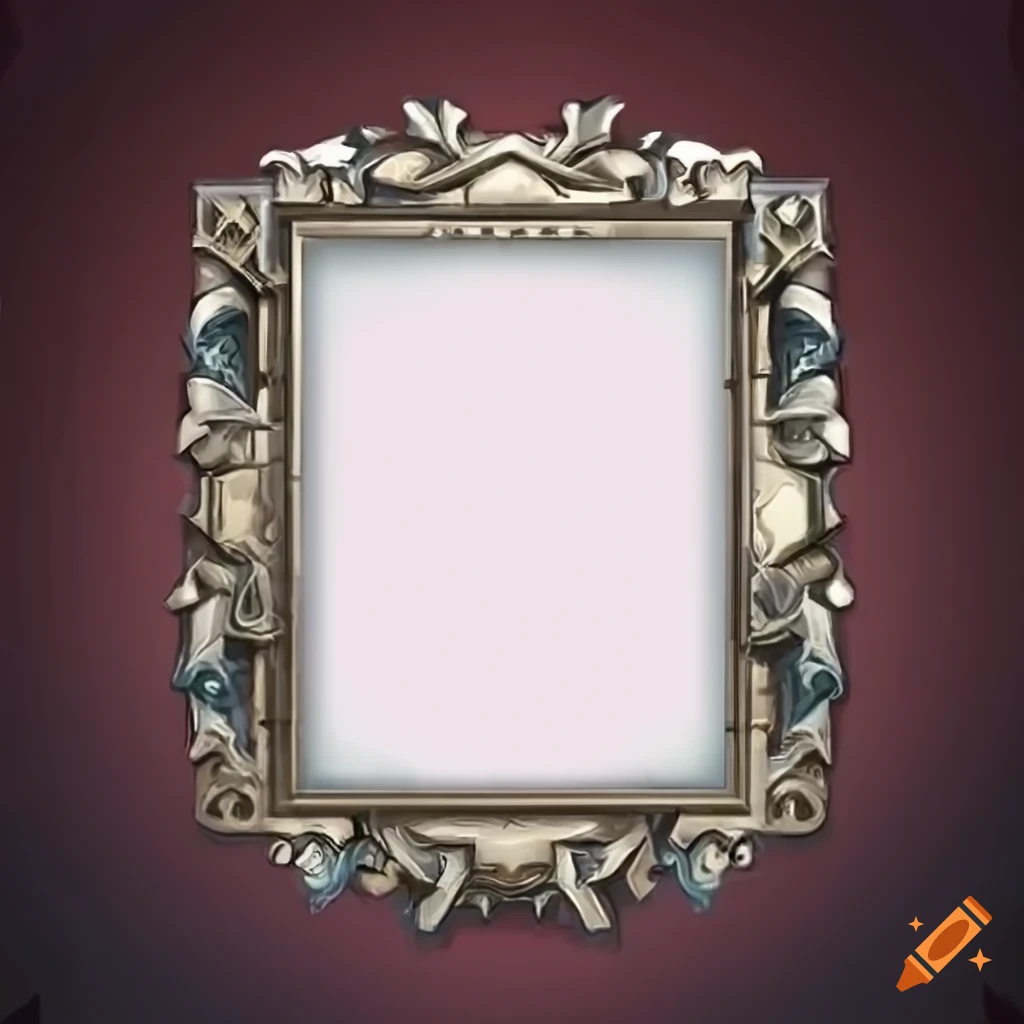 Silver square frame for rpg user interface on Craiyon