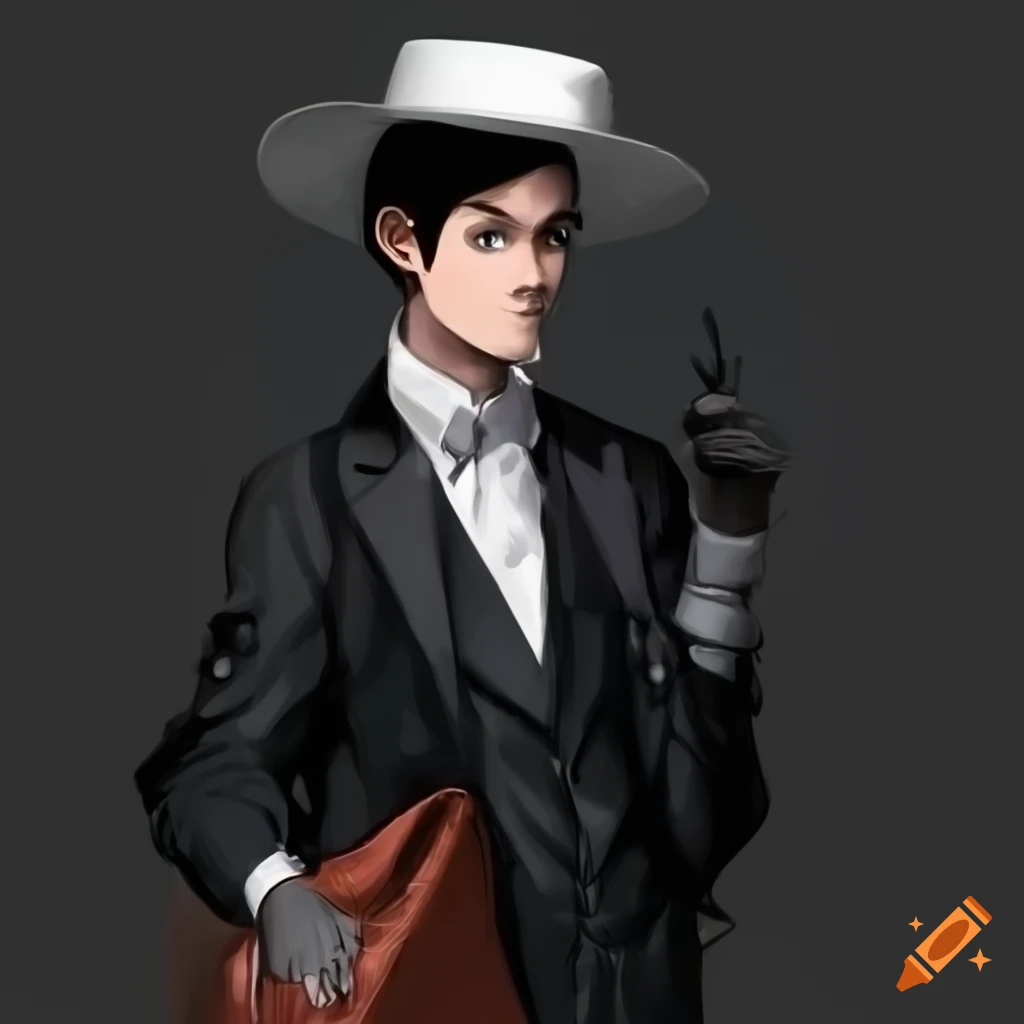 Peter wearing a stylish suit and white hat on Craiyon