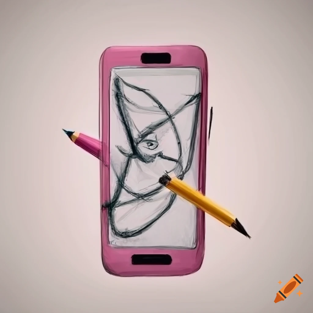 Pencil sketch of a smartphone