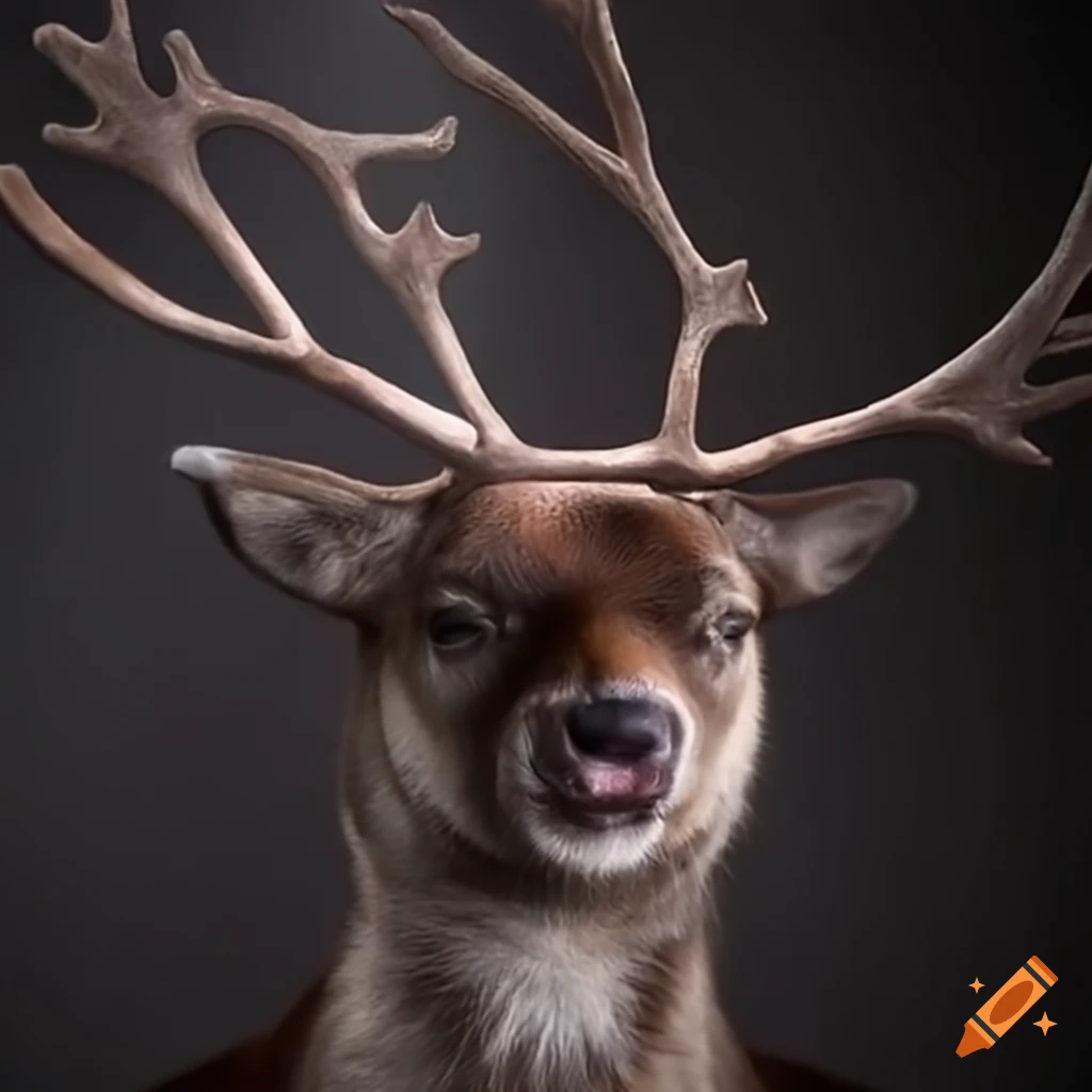 Powerful reindeer standing strong