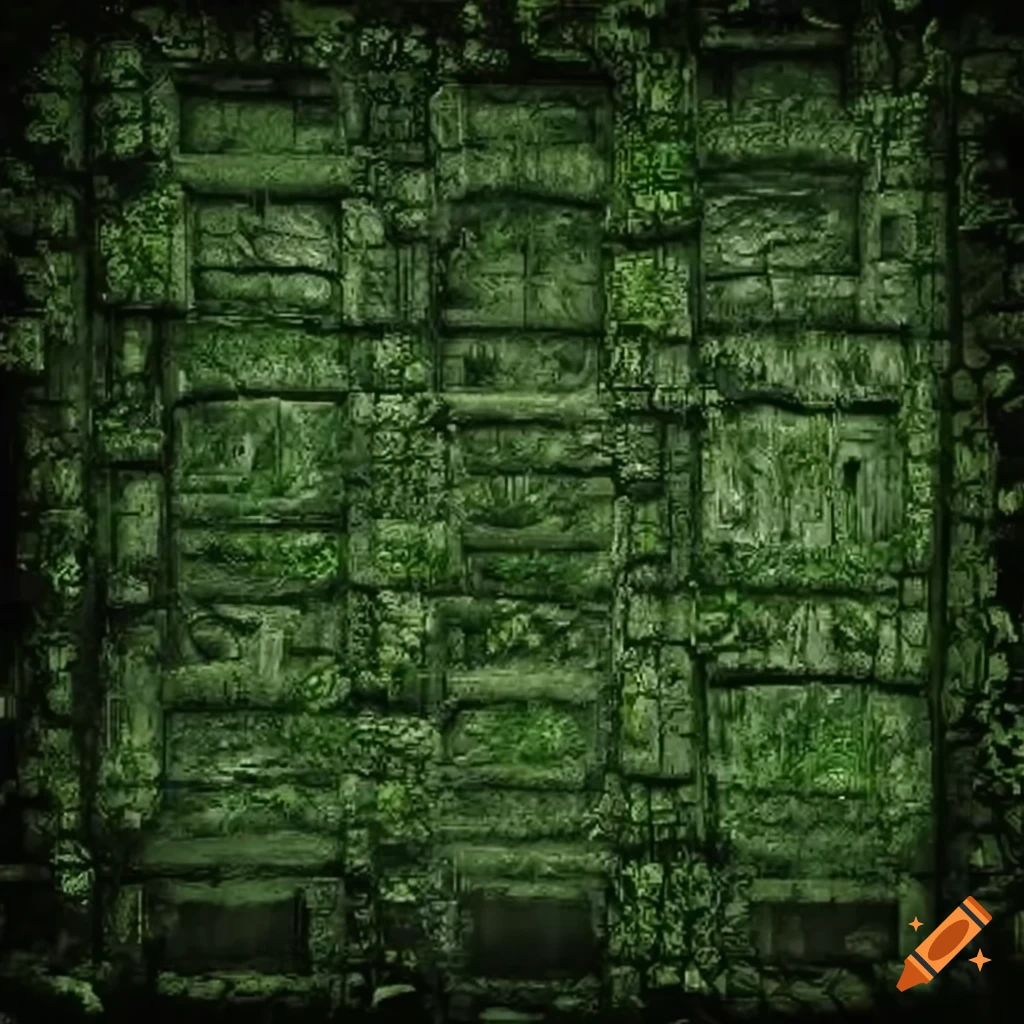 2d game character in an alien overgrown ruin on Craiyon