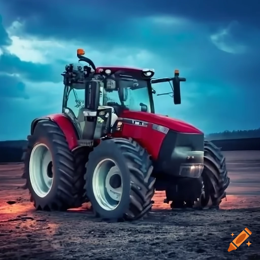 Case IH tractor quad tractor inside a barn on Craiyon