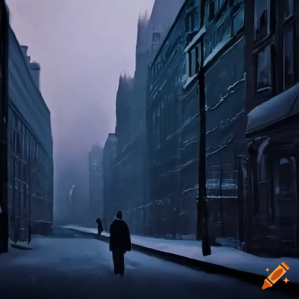 Winter cityscape with a melancholic atmosphere on Craiyon