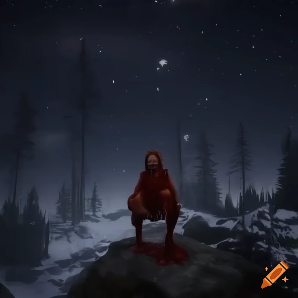 Fantasy artwork of a meditating elf in a snowy mountain landscape on ...