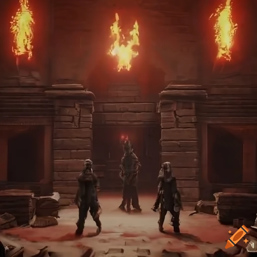 Sci-fi fantasy soldier in dark hall with grey on Craiyon