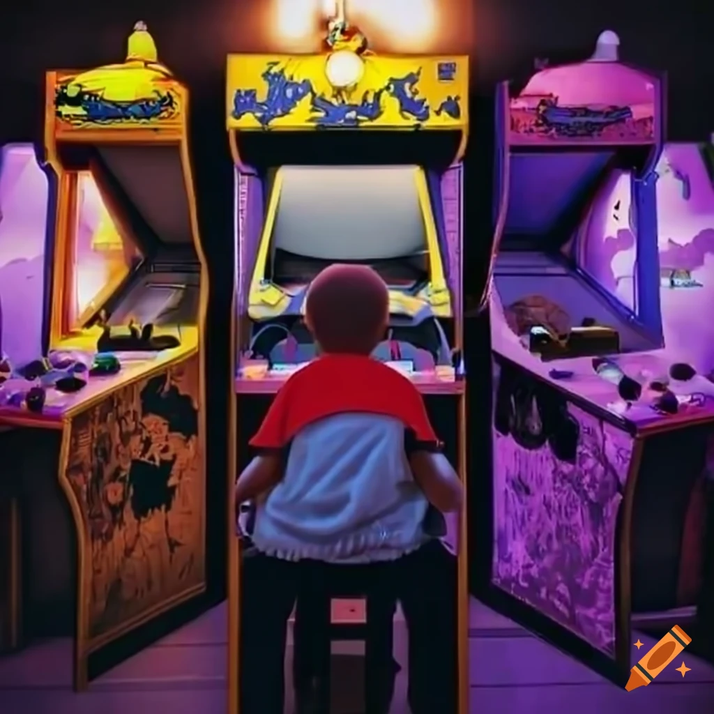 A boy in an arcade on Craiyon