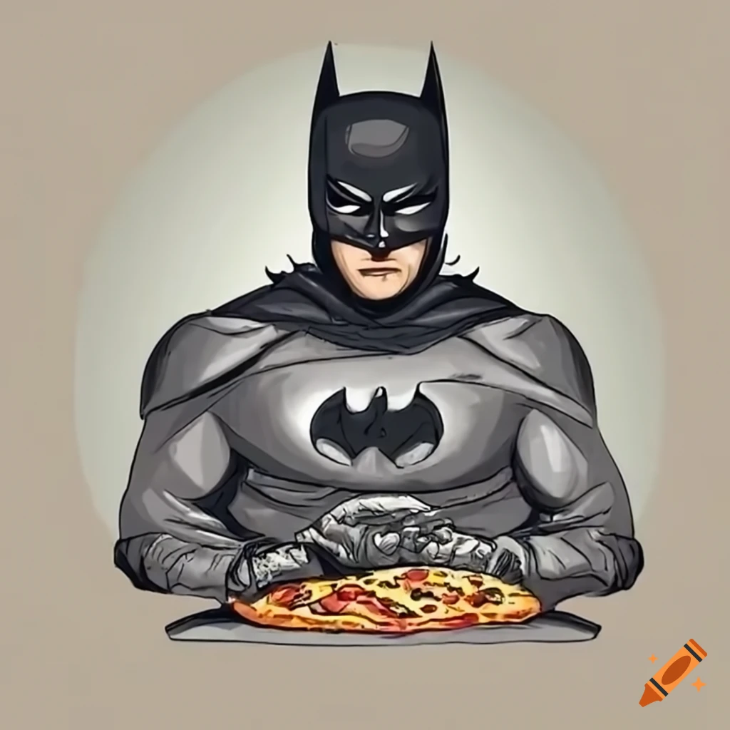 Batman cooking a pizza in an oven on Craiyon