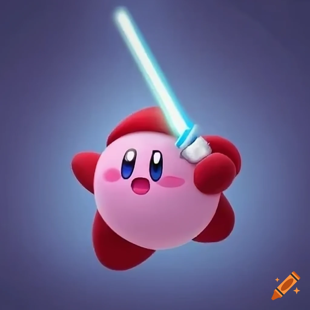 Kirby with a keyblade for kingdom hearts on Craiyon
