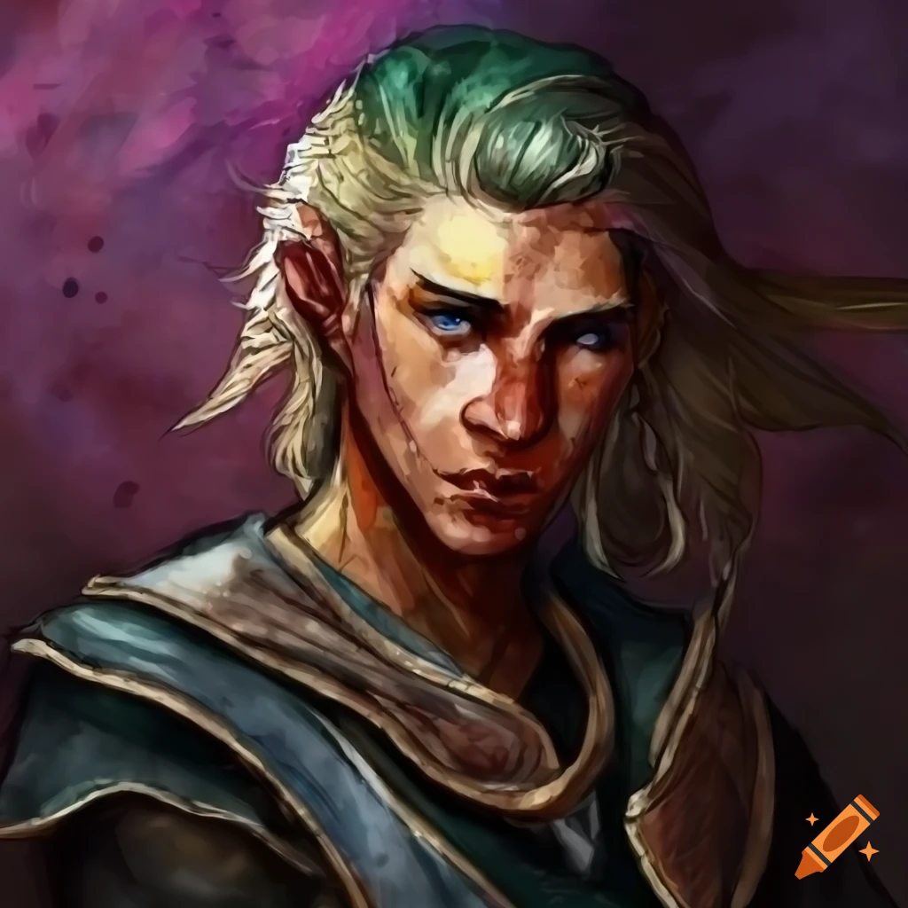 Character art of a half-elf wanderer and hunter on Craiyon