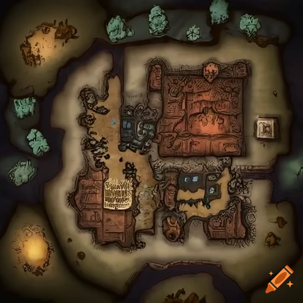 Top down rpg map of an inn for d&d on Craiyon