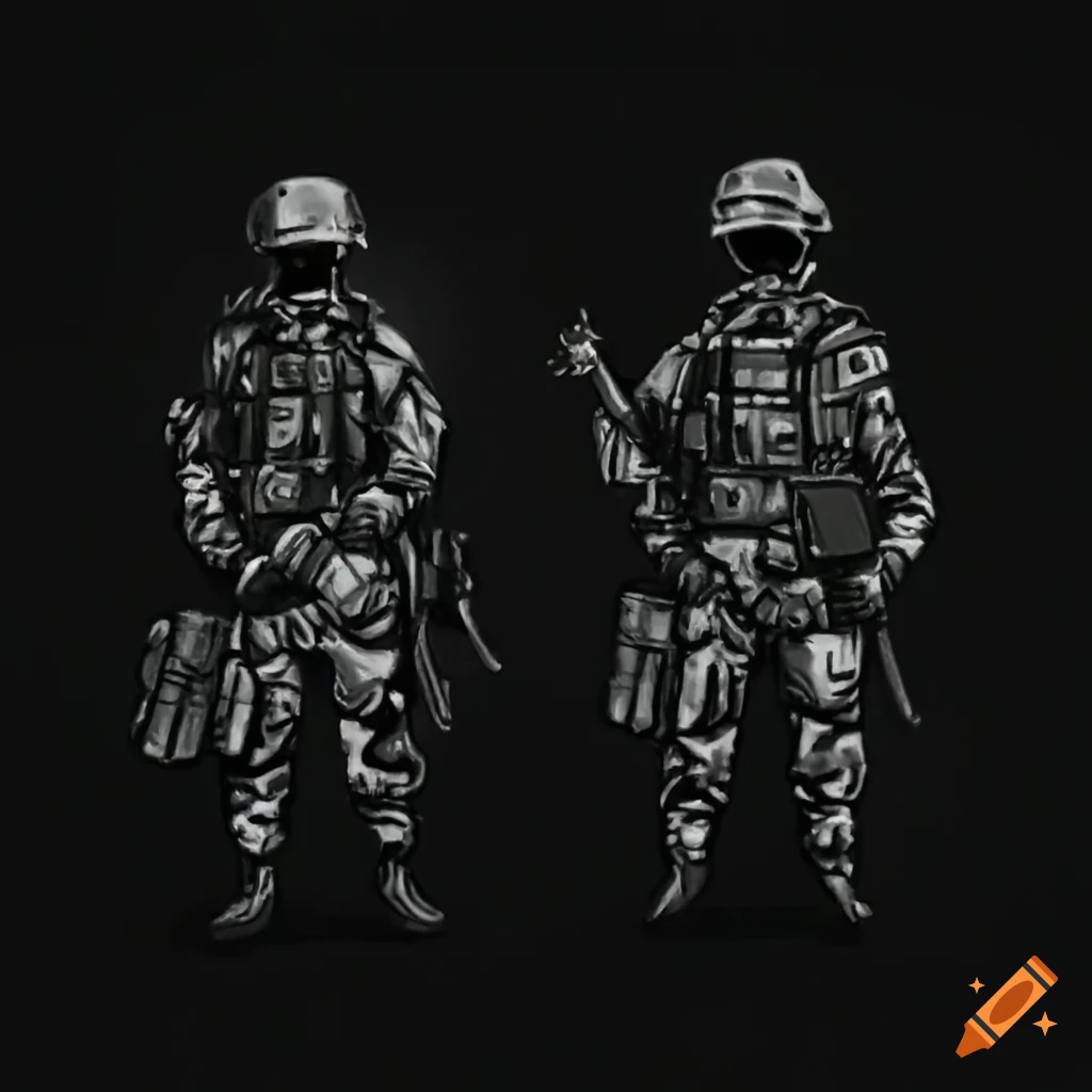 Painting of scp soldiers marching in formation on Craiyon