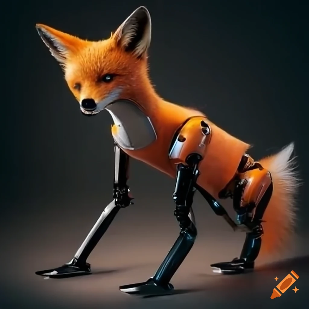 Orange fox robot with big ears on Craiyon