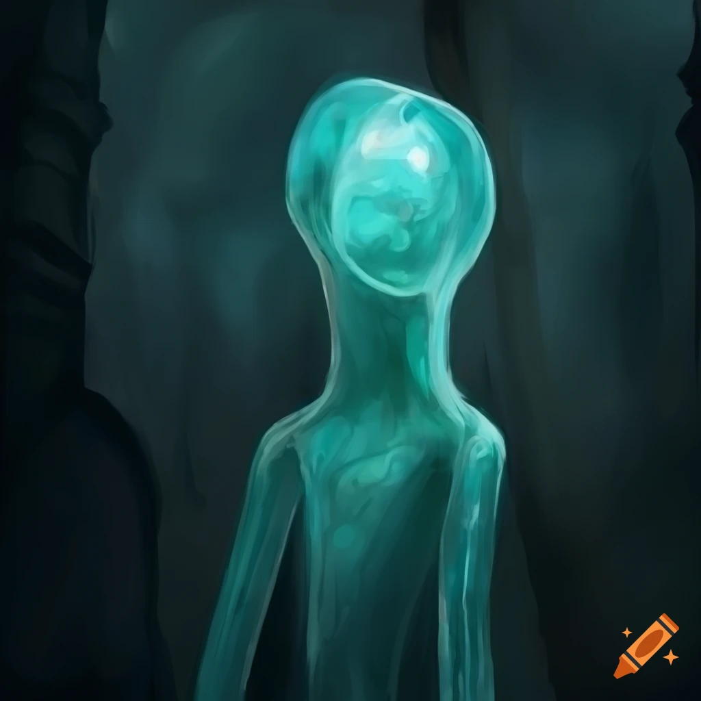 Translucent jelly sculpture in a gothic dungeon on Craiyon