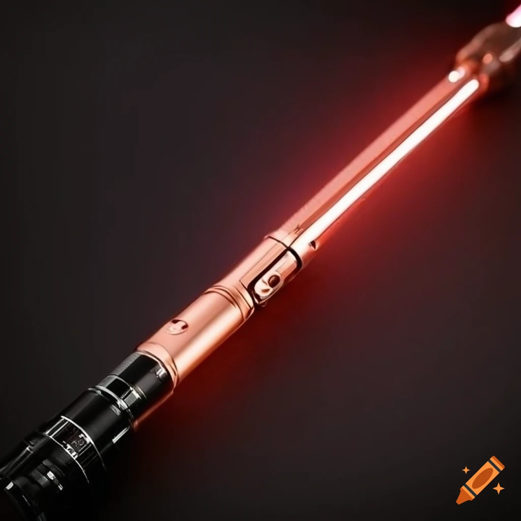 Rose gold lightsaber hilt with silver features on Craiyon